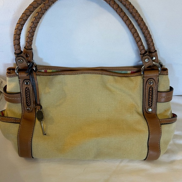 Fossil | Bags | Vintage Fossil Bag Key Braided Handles Butter Yellow ...